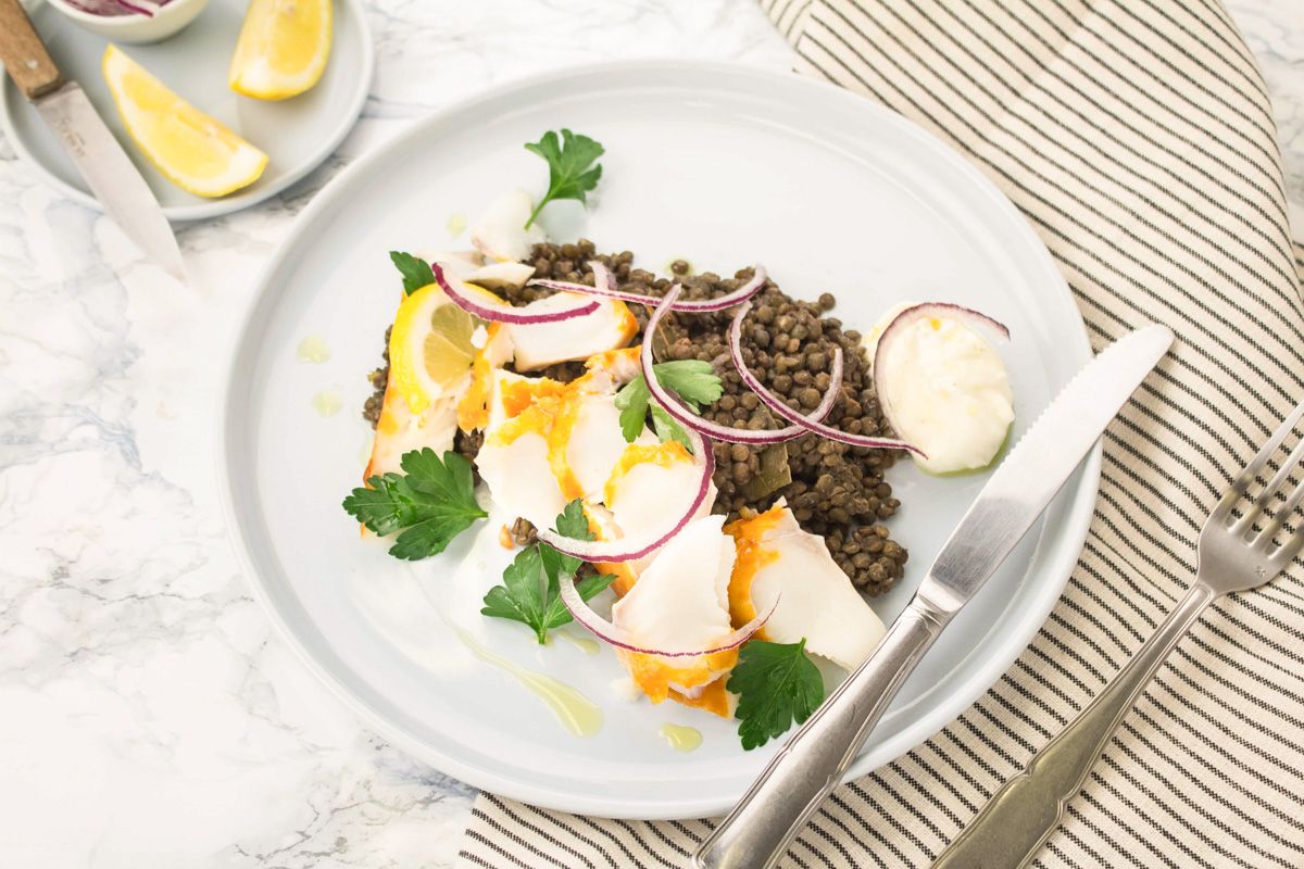 Haddock Fumé & Salade de Lentilles au Citron - Recette - Les Commis