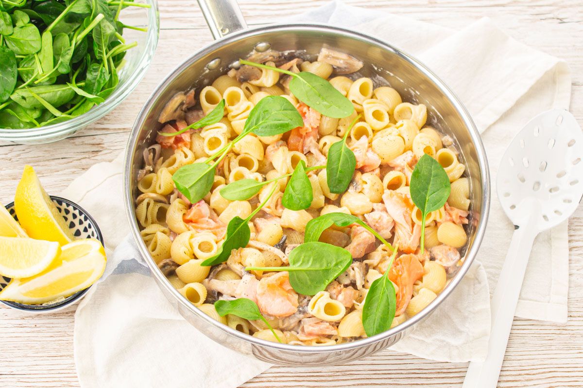 Pipe Rigate au Saumon Fumé & Champignons - Recette - Les Commis